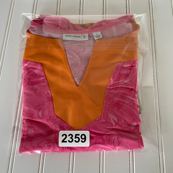 Susan Graver Tops Susan Graver Liquid Knit Size L Tunic Pink Orange